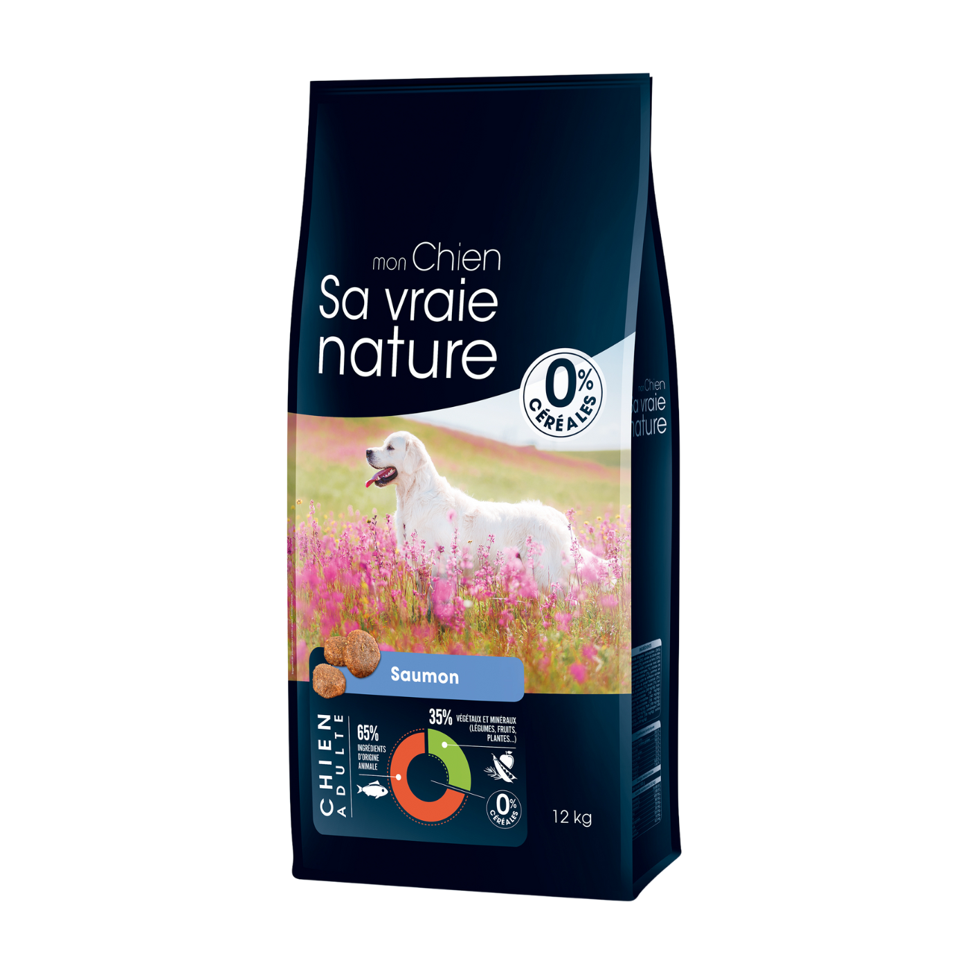 Croquettes Chien Sans Céréales – Sa Vraie Nature Saumon et Hareng – 12 kg