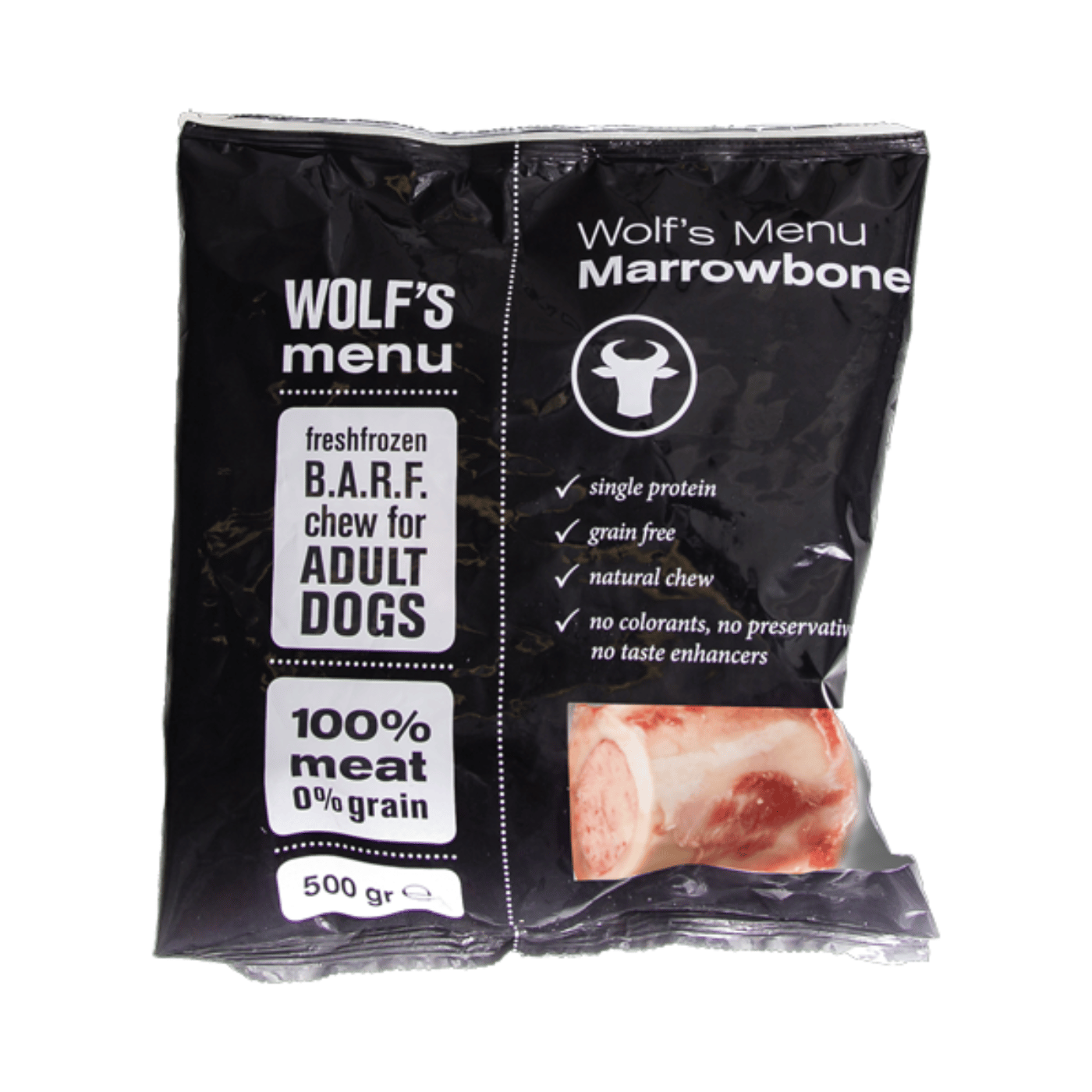 BARF Chien - Wolf's Menu Marrowbone 100 % bœuf surgelé - 500 gr