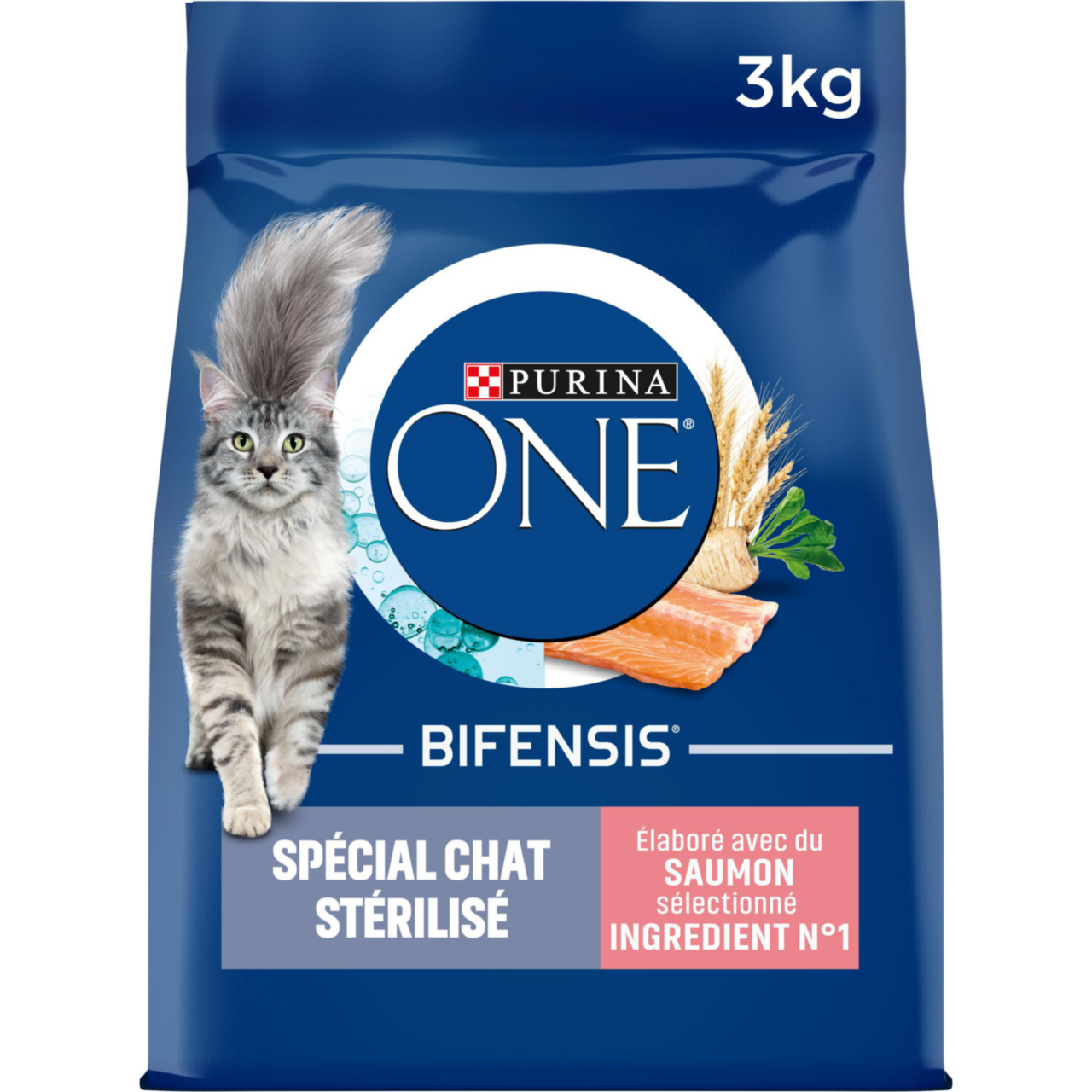 Croquettes Chat – Purina One Stérilisé Saumon Blé – 3 kg