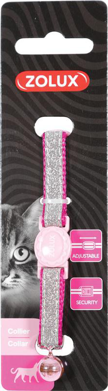 Collier Chat – Zolux Shiny Rose Nylon – Réglable de 17 à 30 cm