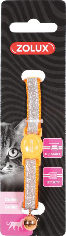 Collier Chat – Zolux Shiny Orange Nylon – Réglable de 17 à 30 cm